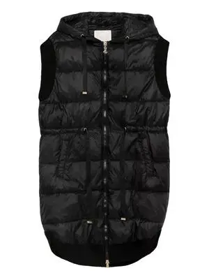 TWINSET Quilted Hooded Vest - Black
