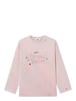 B+AB Distressed Long-sleeve Top - Pink
