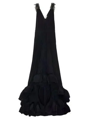 LANVIN Embellished Pleated Gown - Black
