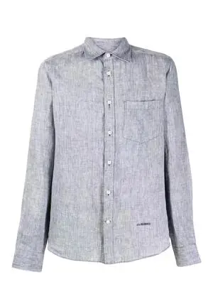 J. Lindeberg Mélange-effect Long-sleeve Linen Shirt - Grey
