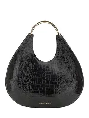 Elisabetta Franchi Large Crocodile-embossed Jewel-handle Tote - Black