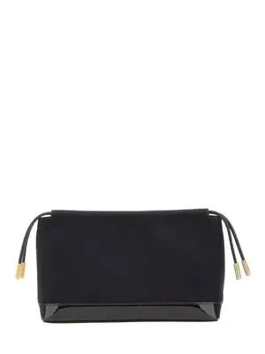 Elisabetta Franchi Drawstring Clutch Bag With Patent Trim - Black