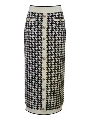 Cara Cara Ronnie Houndstooth Midi Skirt - Neutrals
