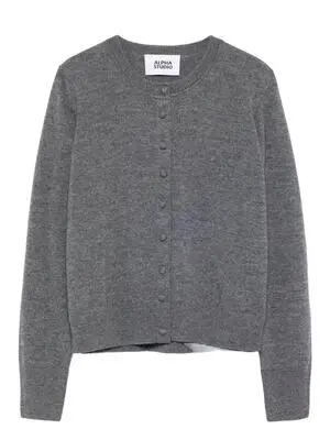 Alpha Studio Buttoned Wool Cardigan Grey