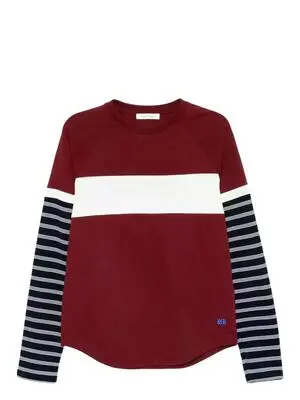 WALES BONNER Stripe-panel T-shirt - Red