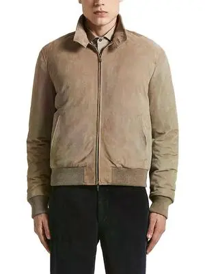 Peserico Suede Bomber Jacket - Neutrals