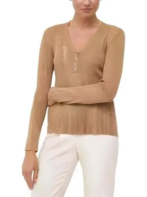 BOSS Ribbed V-neck Sweater - Neutrals