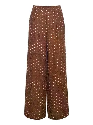 Cara Cara Josephine Polka-dot Linen Trousers - Brown
