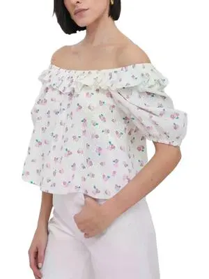 Barbour Floral-print Off-the-shoulder Top - White