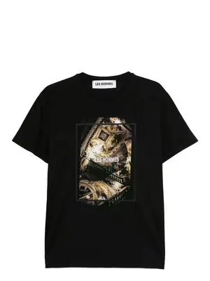 LES HOMMES Printed T-shirt - Black