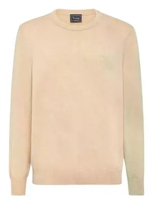 BILLIONAIRE Embroidered Logo Cotton Cashmere Pullover - Neutrals