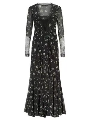 Etro Floral-print Lace-trimmed Maxi Dress - Black