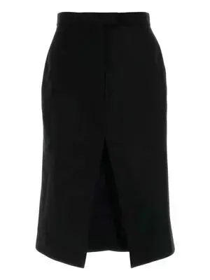 Alexander McQueen Wool Split-front Skirt - Black