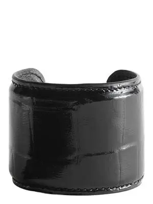 TOTEME Croco-embossed Leather Cuff - Black