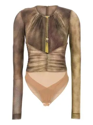 Elisabetta Franchi Snakeskin-print Bodysuit - Neutrals