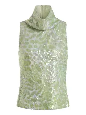 16Arlington Acari Lace Sequinned Top - Green