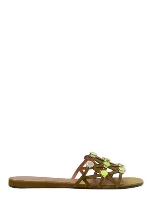 Attico Grid Embellished Sandals - Green