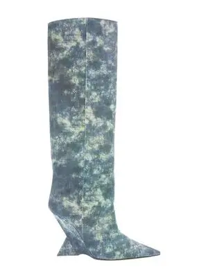 ATTICO Denim-Print Heeled Boots