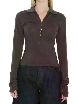 Jacquemus Polo-collar Buttoned Top - Brown