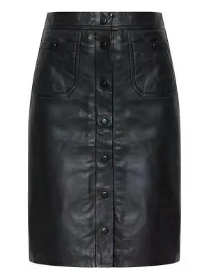 Munthe Locus Leather A-line Skirt - Black