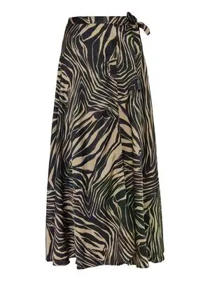 Munthe Zebra-print Wrap Skirt - Brown