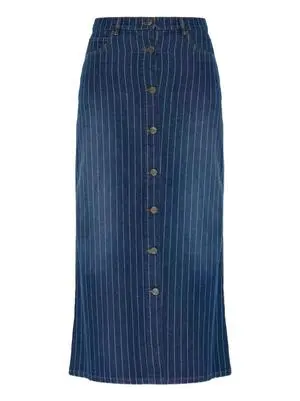 Munthe Livono Pinstripe Midi Skirt - Blue