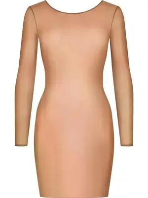 MAISON CLOSE Open-back Long-sleeve Mini Dress - Neutrals