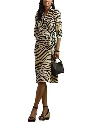 Ralph Lauren Zebra-print Midi Shirt Dress - Neutrals