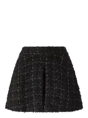 GENNY Pleated Tweed Shorts - Black