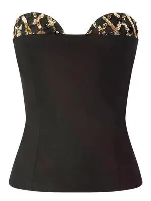 GENNY Embellished Strapless Top - Black