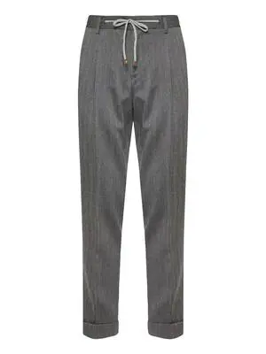 BARBA NAPOLI Pleated Drawstring Trousers - Grey