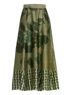 Silvia Tcherassi Erin Printed Midi Skirt - Green
