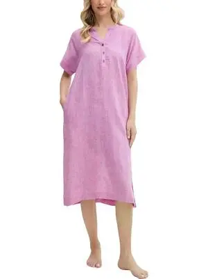 Dkny Button-front Short-sleeve Nightdress - Purple