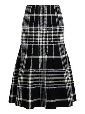 Brandon Maxwell Plaid-jacquard Knit Midi Skirt - Black