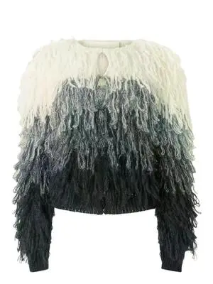 GENNY Ombre Fringed Cardigan - White