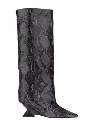 Attico 65mm Snakeskin-print Knee-high Boots - Black