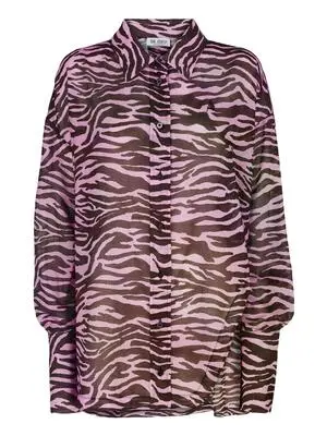 Attico Zebra-print Balloon-sleeve Shirt - Pink