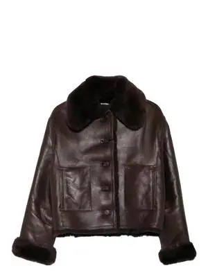 David Koma Fur-trimmed Leather Jacket - Brown