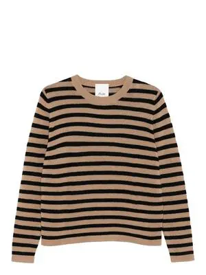 ALLUDE Striped Crew Neck Sweater