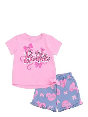 BARBIE T-shirt & Chambray Shorts Set - Pink/blue