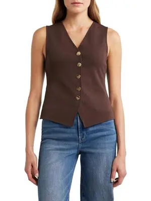 Mango Salve Button-up Vest - Brown