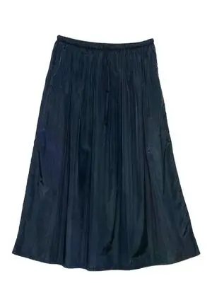 6397 Drawstring A-line Midi Skirt - Blue
