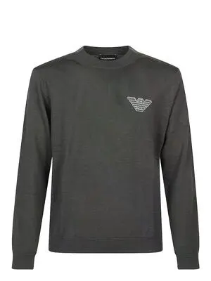 Emporio Armani Logo-embroidered Wool Sweater - Green