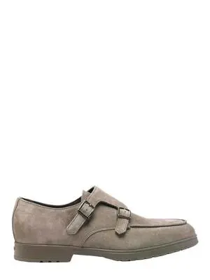 DOUCAL'S Double-buckle Suede Loafers - Grey