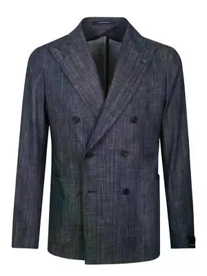 Tagliatore Double-breasted Cotton Jacket - Blue