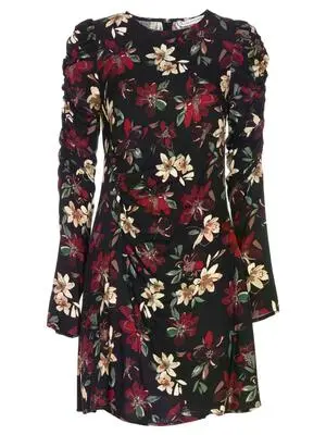 MAR DE MARGARITAS Floral Print Puff-sleeve Dress - Black