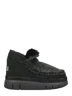 Mou Bounce Braided-trim Shearling Ankle Boots - Black