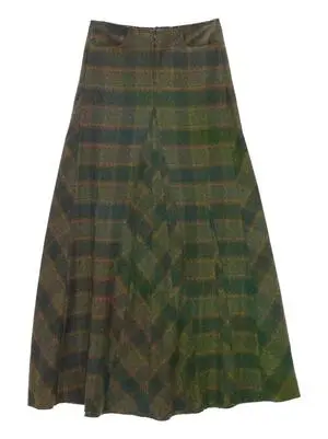 Our Legacy Check-pattern Pleated Maxi Skirt - Green