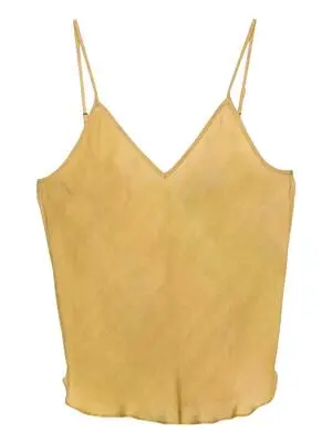 MES DEMOISELLES Silk V-neck Top - Yellow