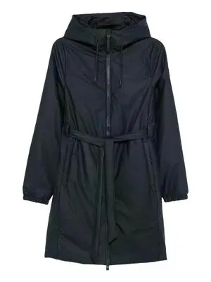 Rains Hooded Belted Coat - Blue